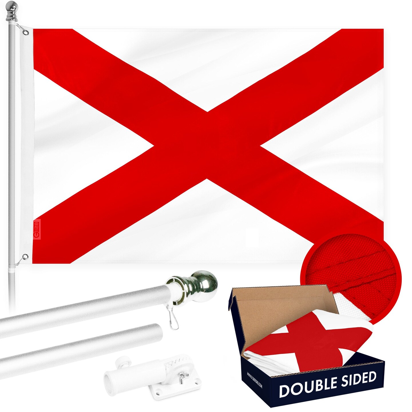 G128 Combo Pack: 6 Ft Tangle Free Aluminum Spinning Flagpole (Silver ...