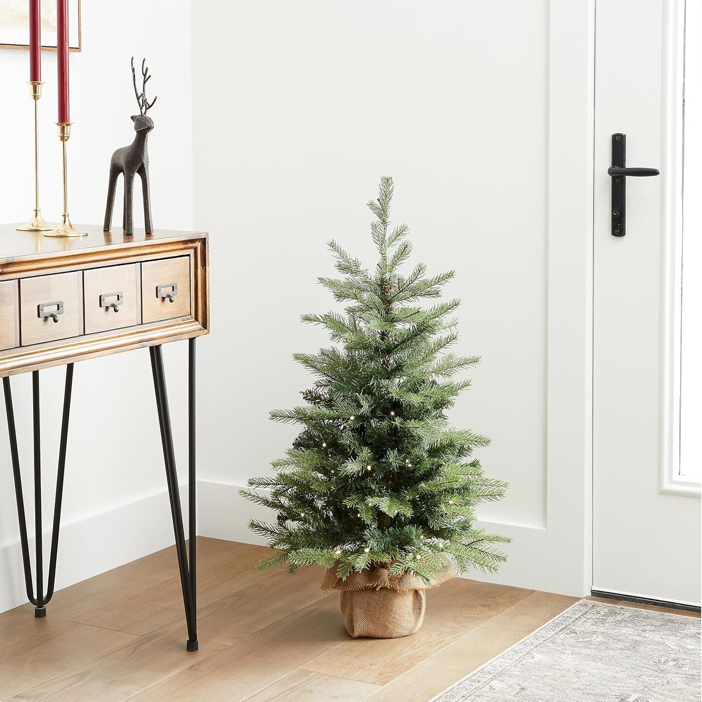 Artificial Mini Christmas Tree, Green, Nordic Spruce, White Lights ...