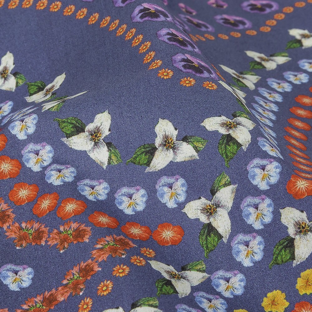 1 Yard Danse des Fleurs Blue Cotton Poplin Fabric | Michaels
