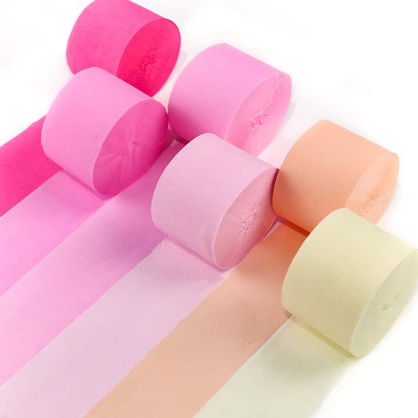Pink Crepe Paper Streamers 6 Rolls 492 ft Pack of Light and Hot Pink ...