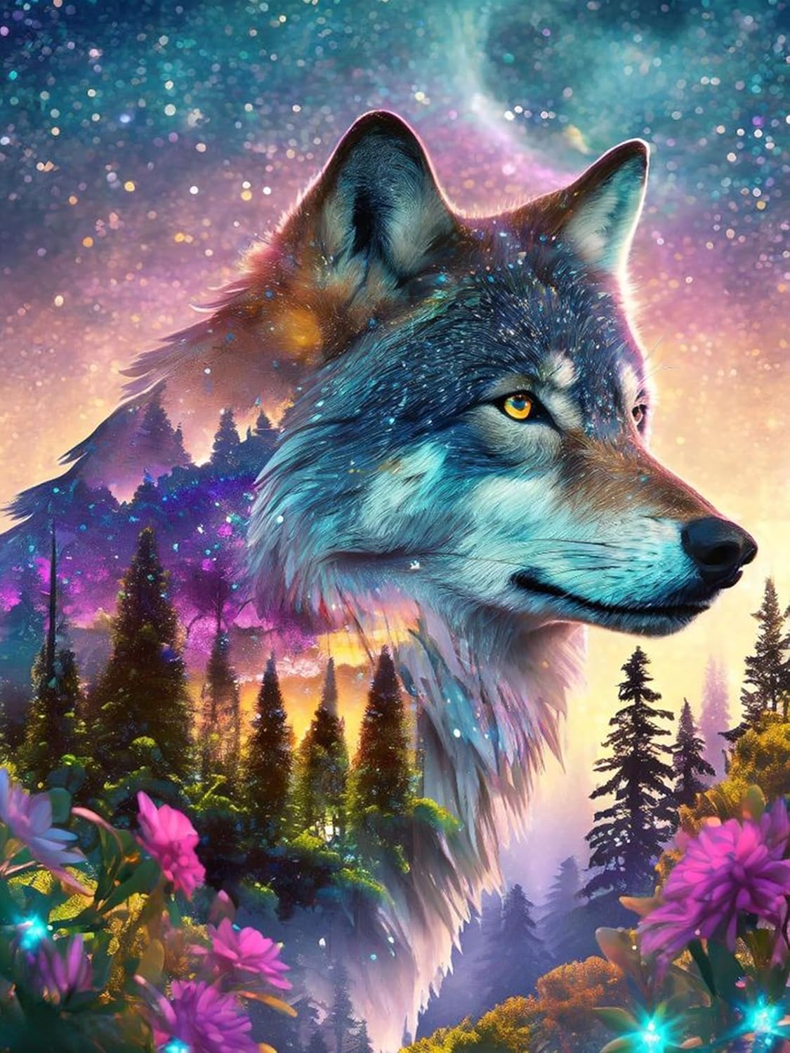 Wolf Diamond Art Kits for Adults, Forest Wolf Diamond Painting Kits ...