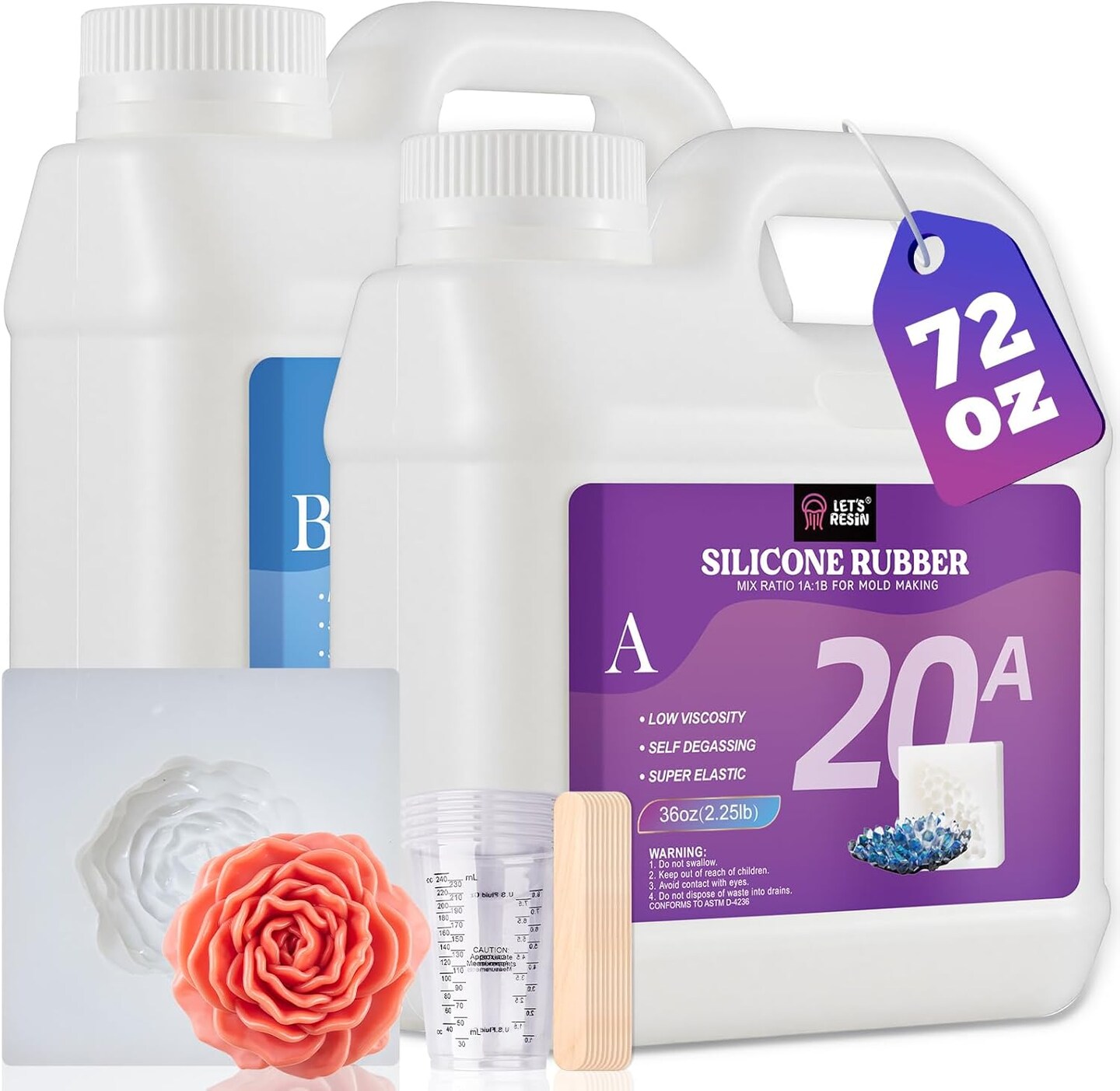 LET'S RESIN Silicone Mold Making Kit 72oz, 20A Non-Toxic Platinum ...