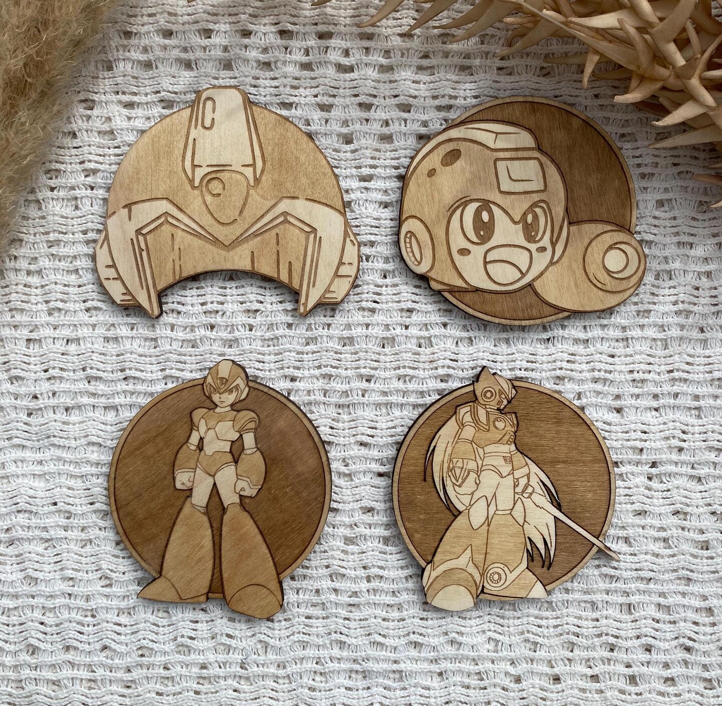Mega Man Wooden Coasters Set - Geek Gift - Superhero Collection ...
