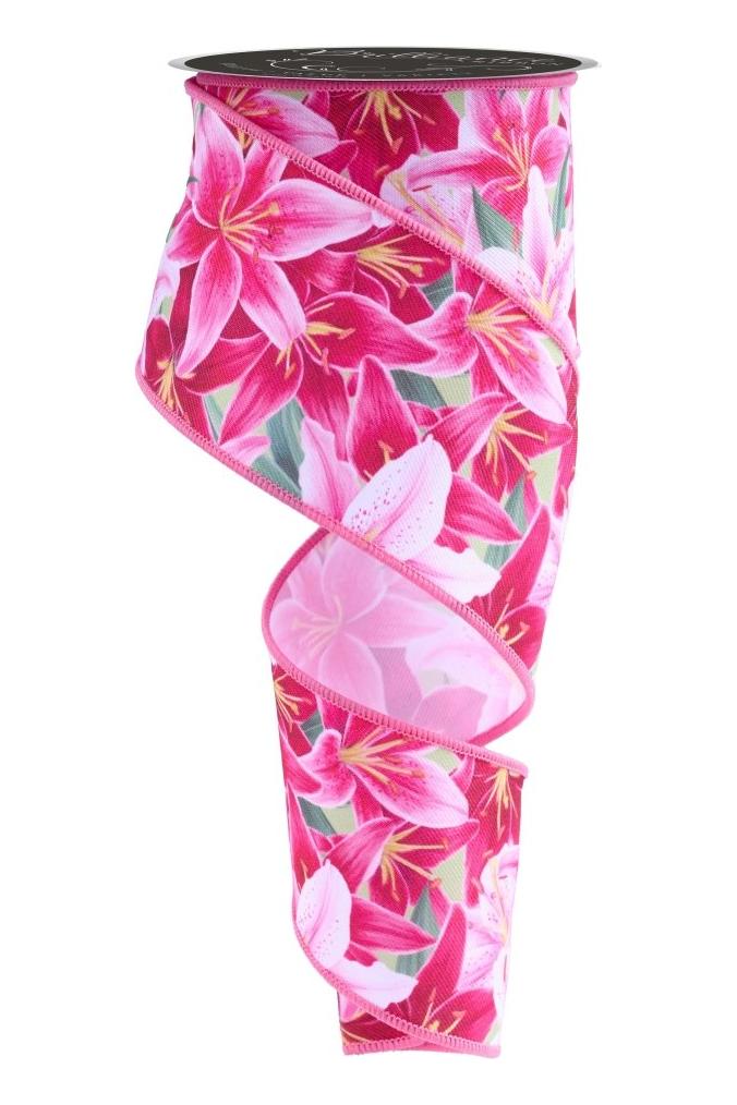 2.5" Lilies Ribbon: Pink (10 Yards) | Michaels
