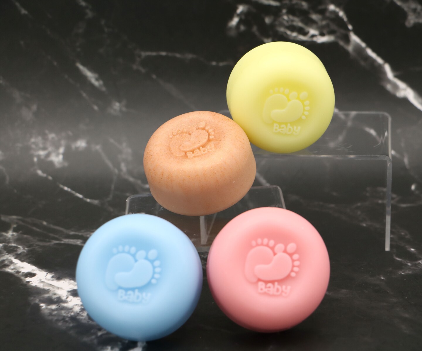 Set of 5 Round "Baby Feet" Soaps for Baby Shower, Sprinkle Soap Favors ...