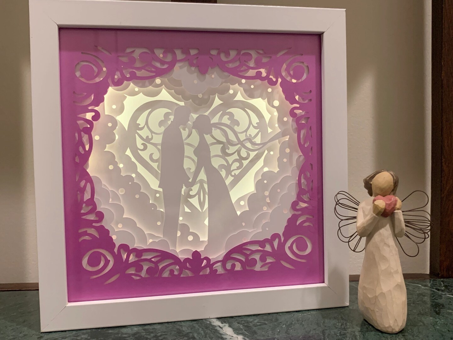 Wedding Couple in Love, Valentine’s Day, Decorative Shadow Box ...