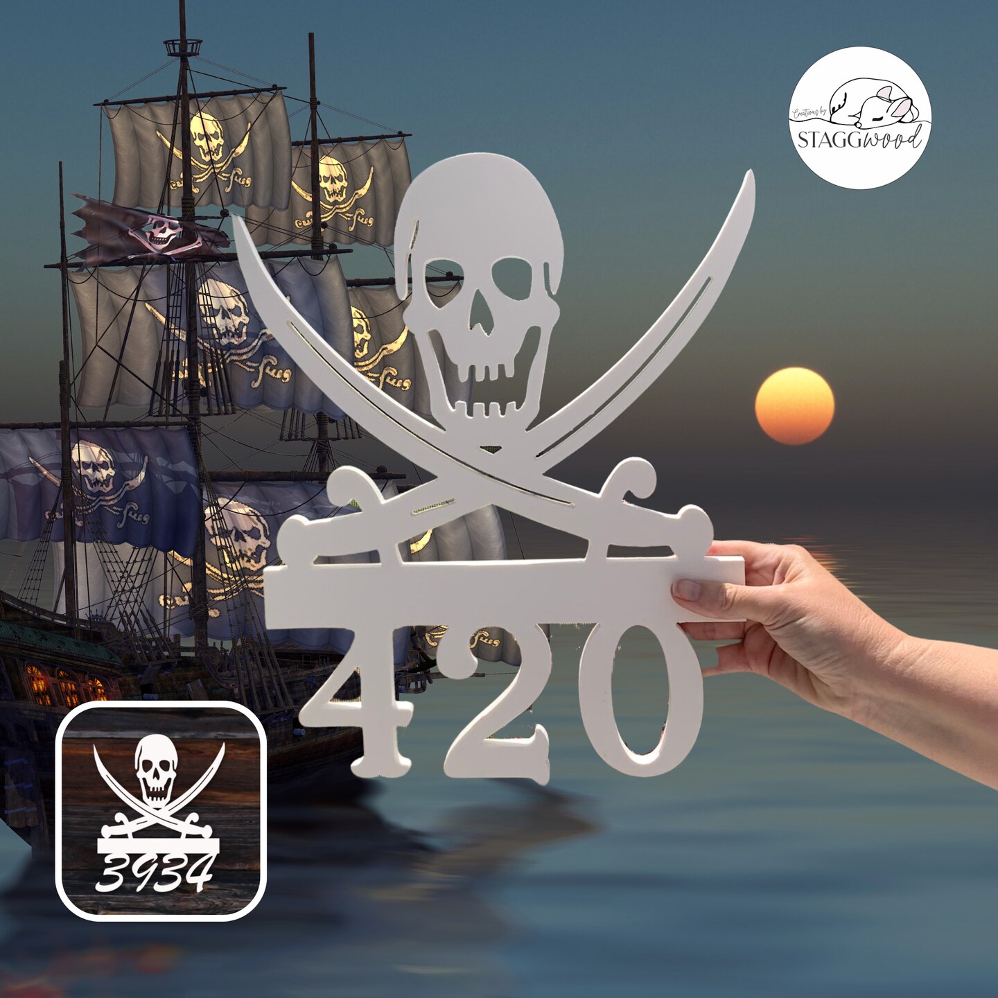 House Number Sign, Pirate, Address Plaque, Address Sign, Custom ...