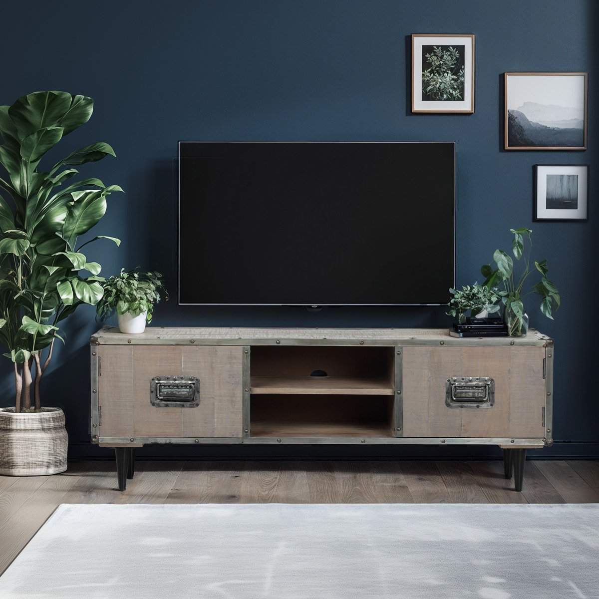 Mangoluxe Modern Tv Stand For 55 Inch Tv Solid Wood Storage Cabinet ...