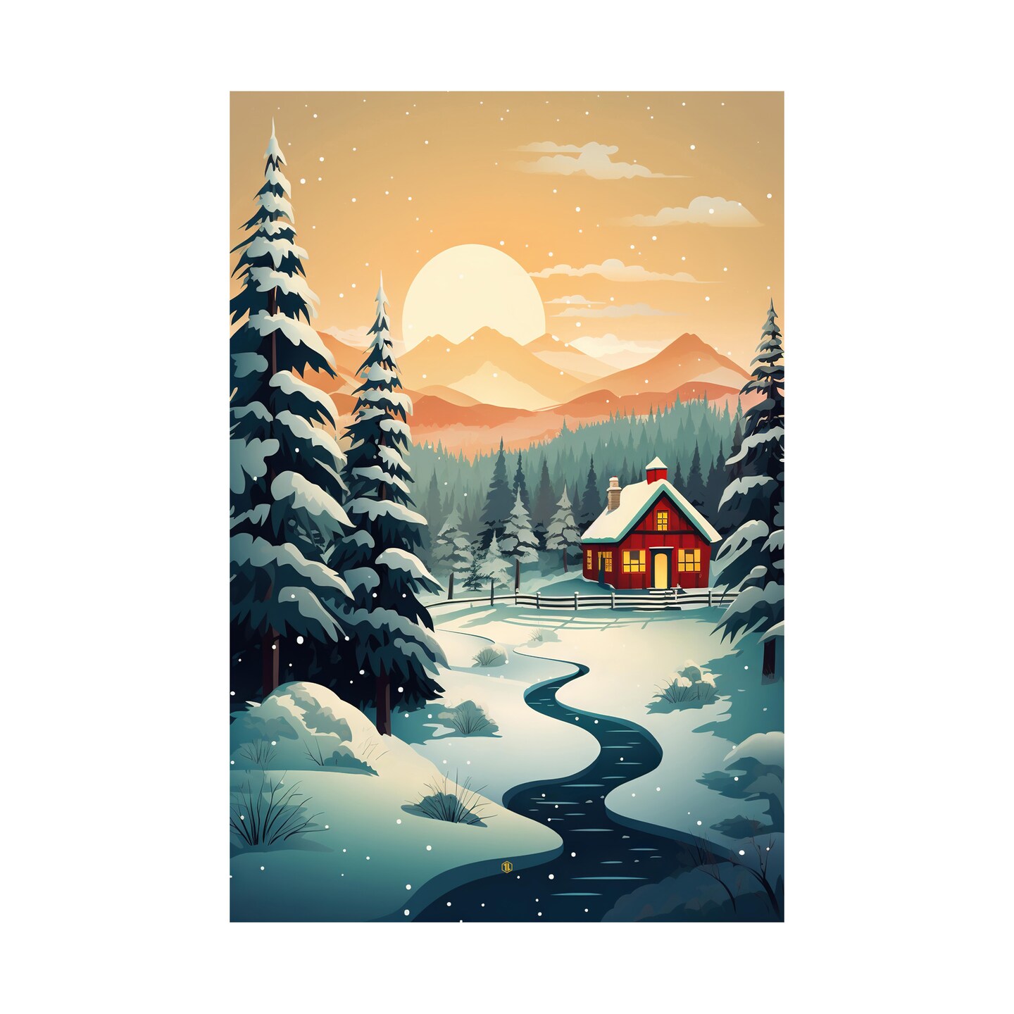 Christmas Landscape Art, Office Poster, Home Decor | S1C24 | MakerPlace ...