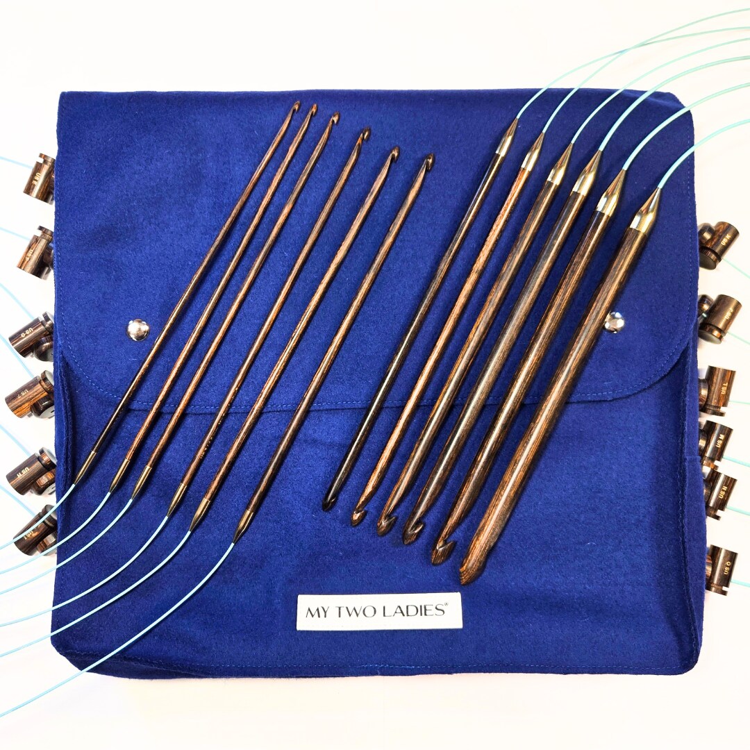 My Two Ladies | Ultimate Blue Silk Tunisian Adjustable Crochet Hook Set ...