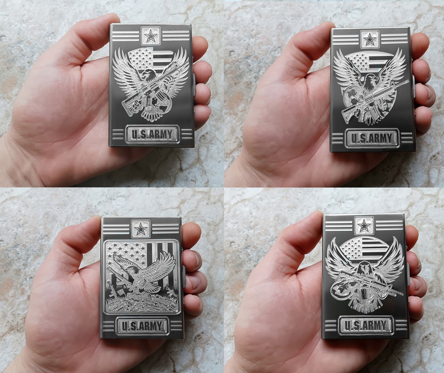 US Army Eagle Flag Wallet Card Holder RFID Blocking Engraved Custom ...