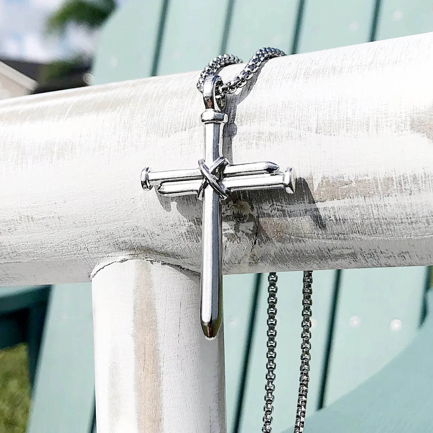 Titanium Steel Cross Pendant Necklace, Free Gift Box, 3 Nail Cross ...