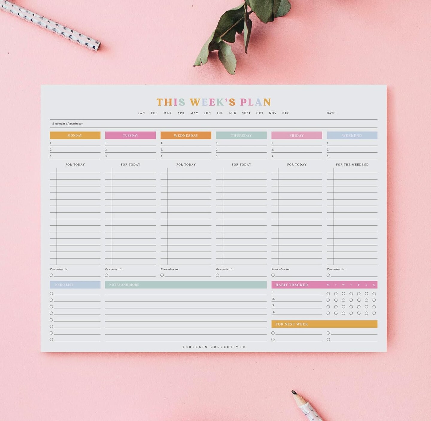 Weekly Planner - Premium 52-Sheet Tear-Off Notepad, 8.5 x 11 inches ...