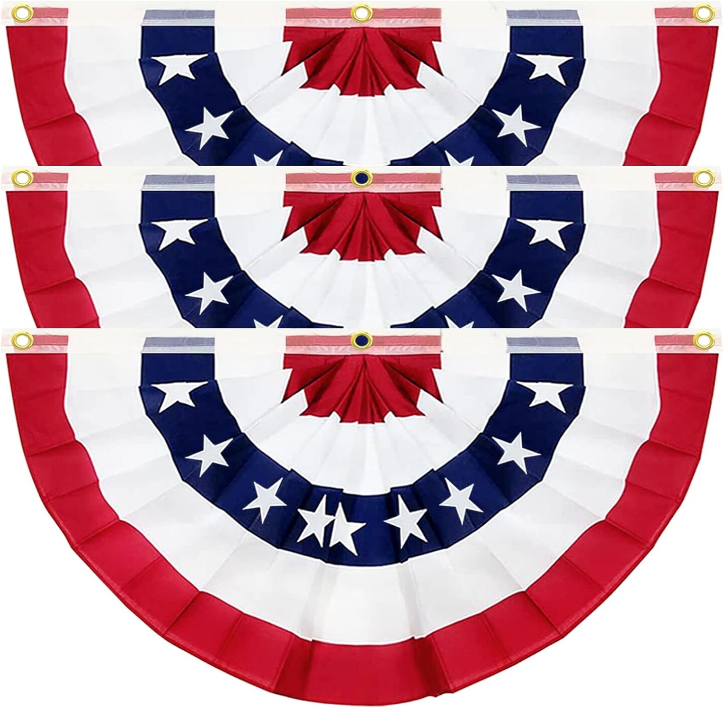 3 Pack American Pleated Fan Flag Memorial Day Decorations, 1.5X3 Ft ...