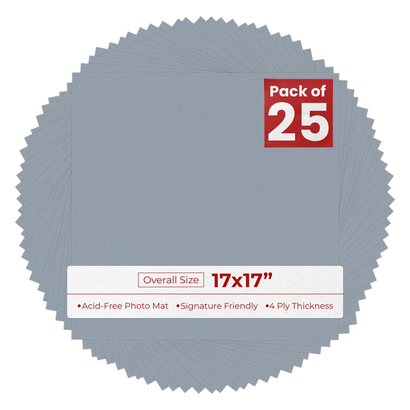 Mid Grey 17x17 Uncut Mat Board - Blank Sheets, No Opening, Color: Grey ...