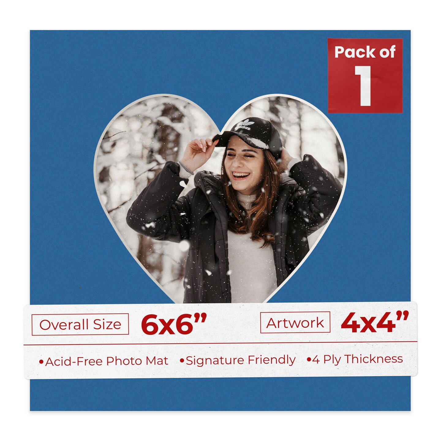 Royal Blue Mat Board for 6x6 Frames - Heart Opening for 4x4 Photos ...