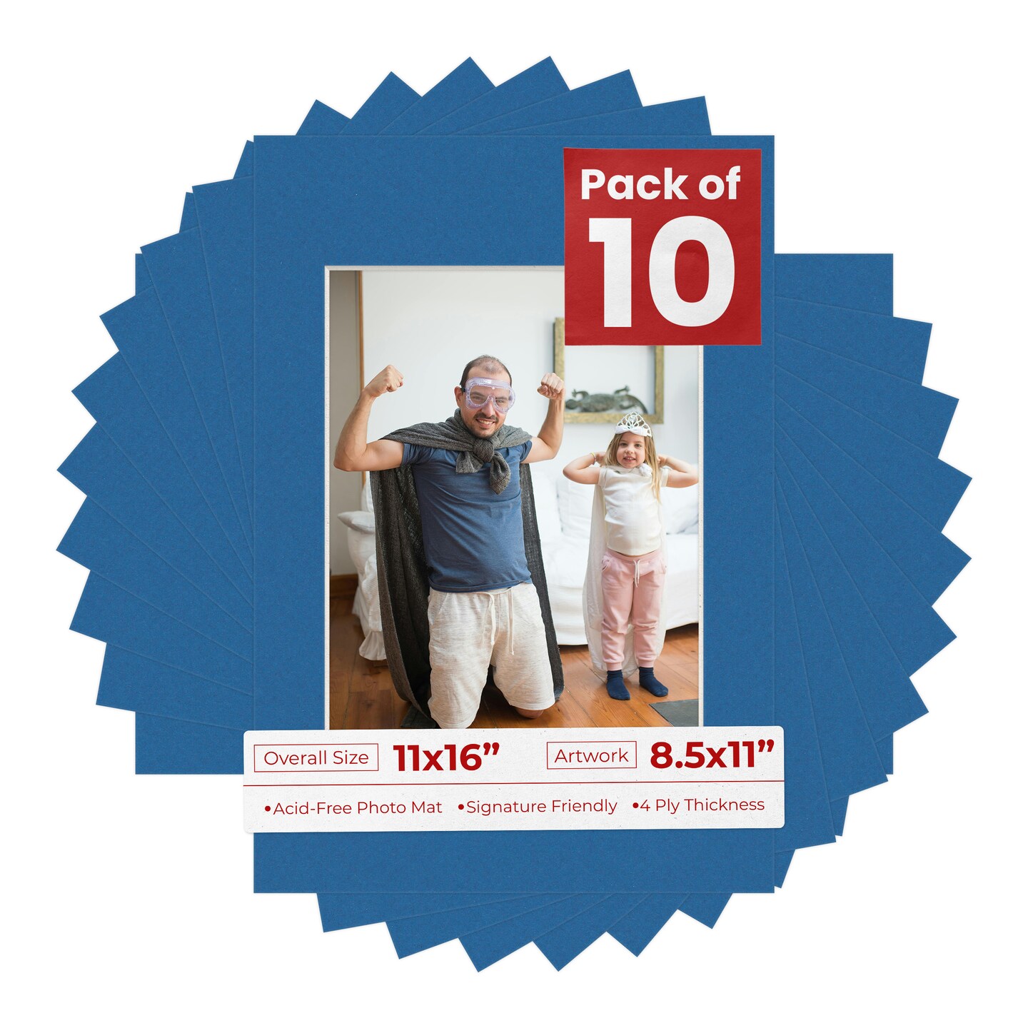 Royal Blue Mat Board for 11x16 Frames - Fits 8.5x11 Photos, Color: Blue ...
