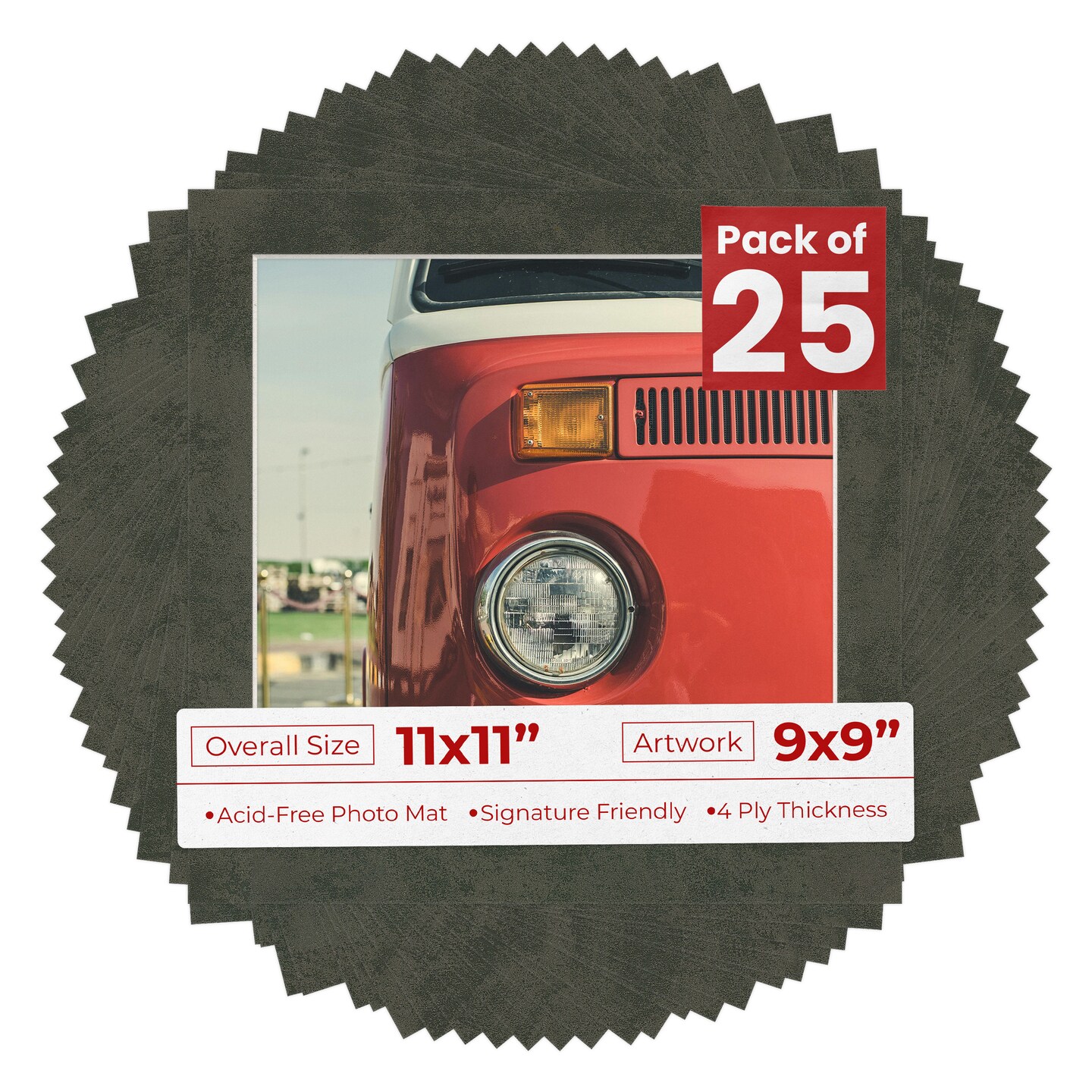 Earthen Gray Mat Board for 11x11 Frames - Fits 9x9 Photos, Color: Grey ...