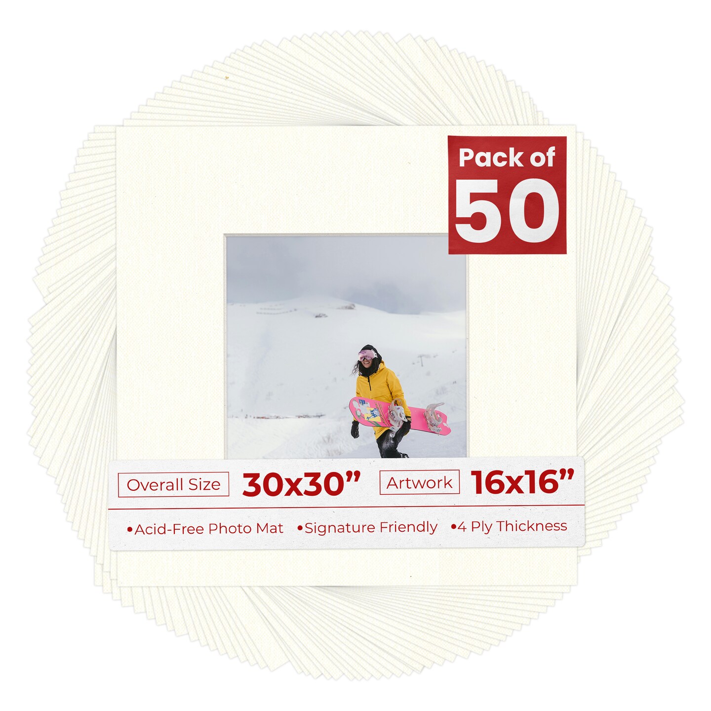 Beige Canvas Mat Board for 30x30 Frames - Fits 16x16 Photos, Color ...