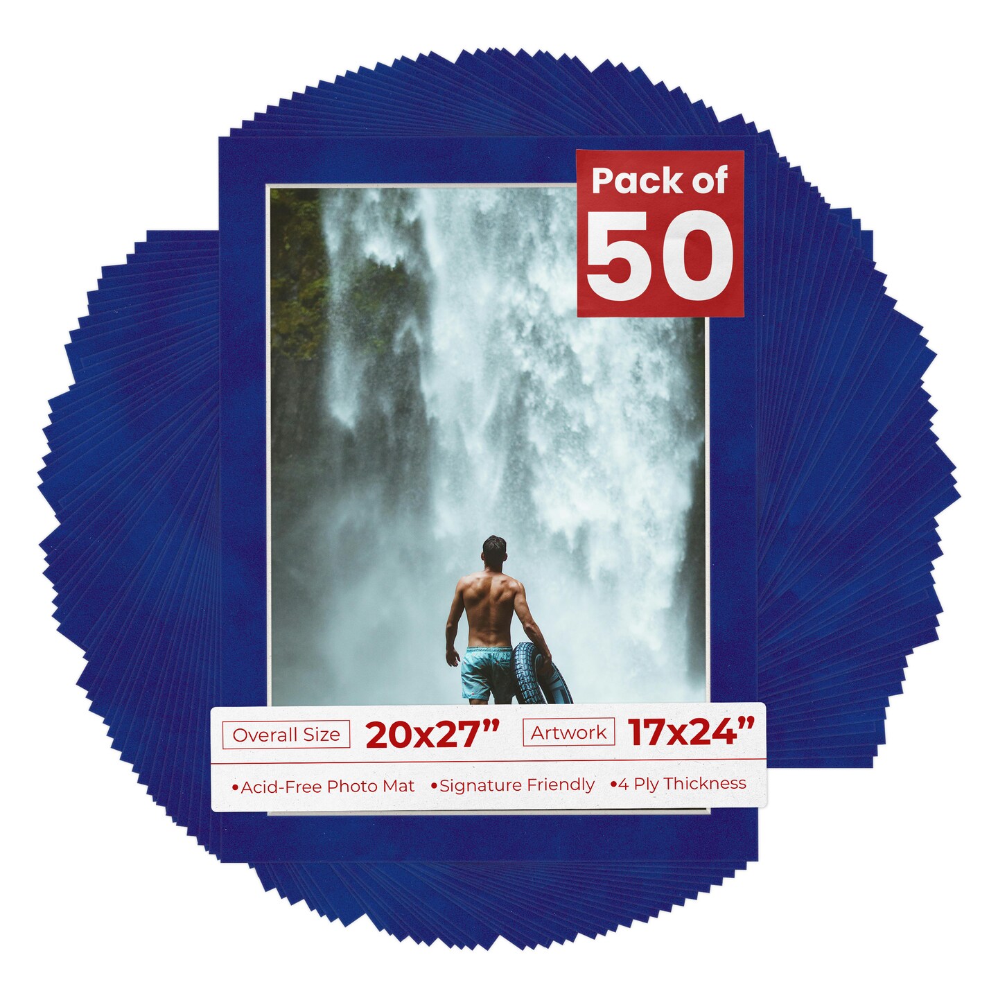 Royal Blue Suede Mat Board for 20x27 Frames - Fits 17x24 Photos, Color ...