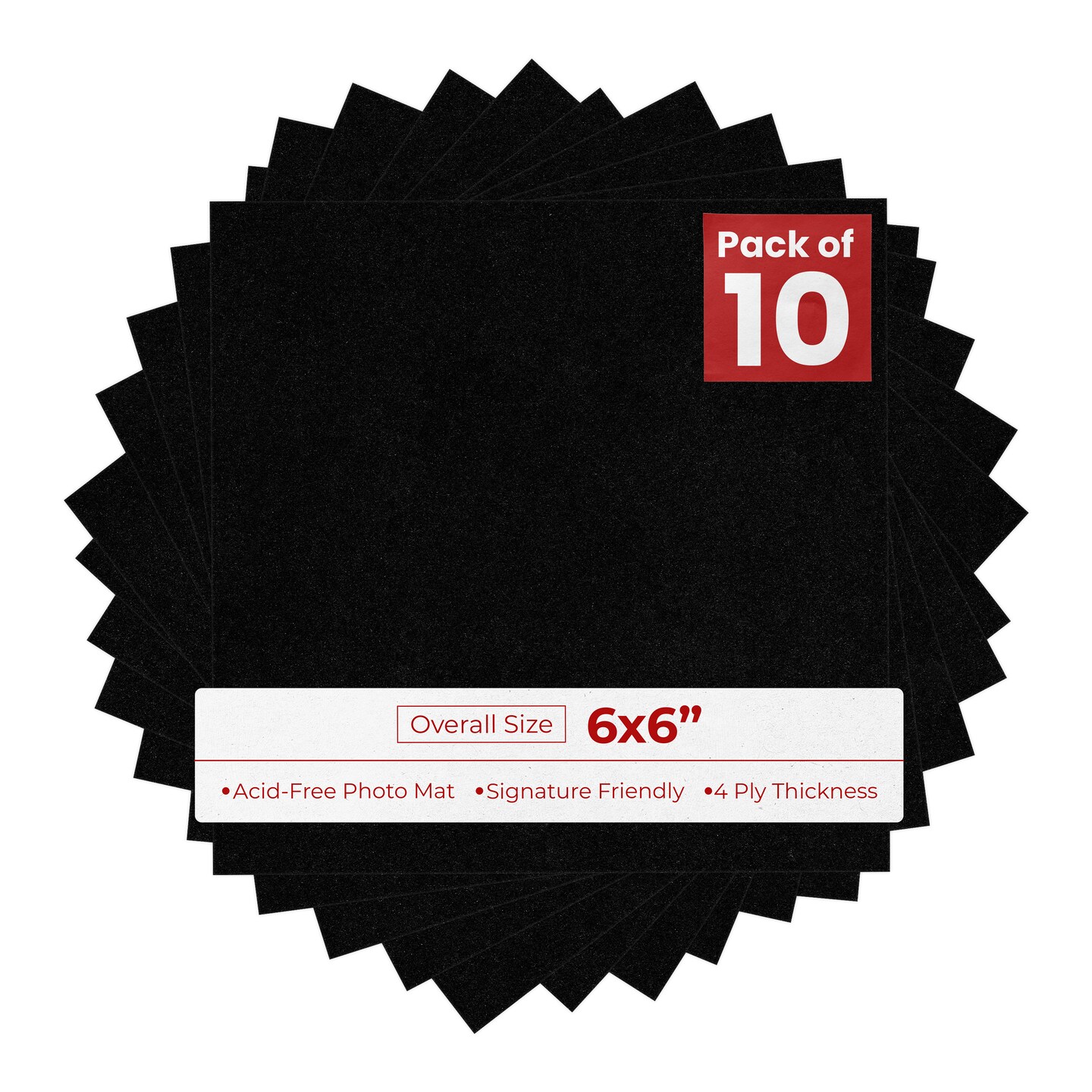 Black with Black Core 6x6 Uncut Mat Board - Blank Sheets, No Opening ...