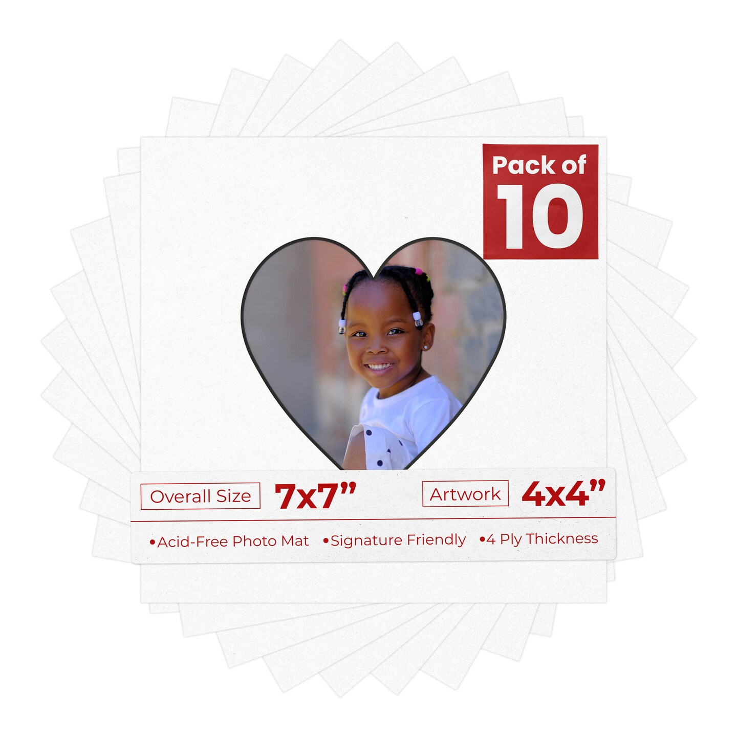 White with Black Core Mat Board for 7x7 Frames - Heart Opening for 4x4 ...