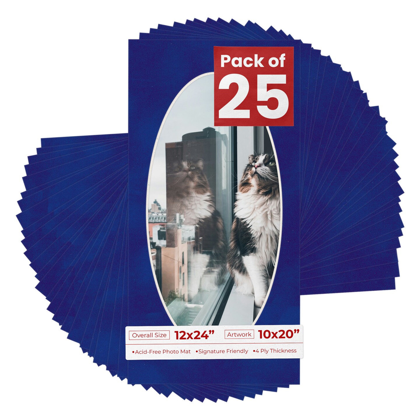 Royal Blue Suede Mat Board for 12x24 Frames - Oval Opening for 10x20 ...