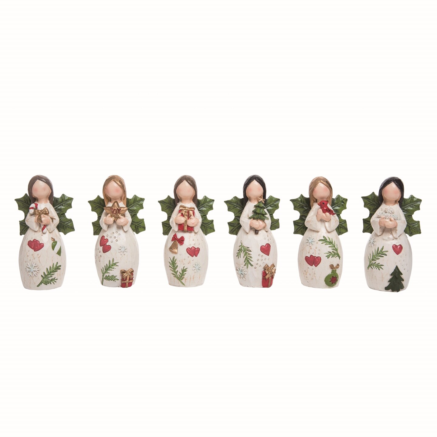 Transpac Multicolor Christmas Blessed Angels Set of 6, 4.21" Resin ...