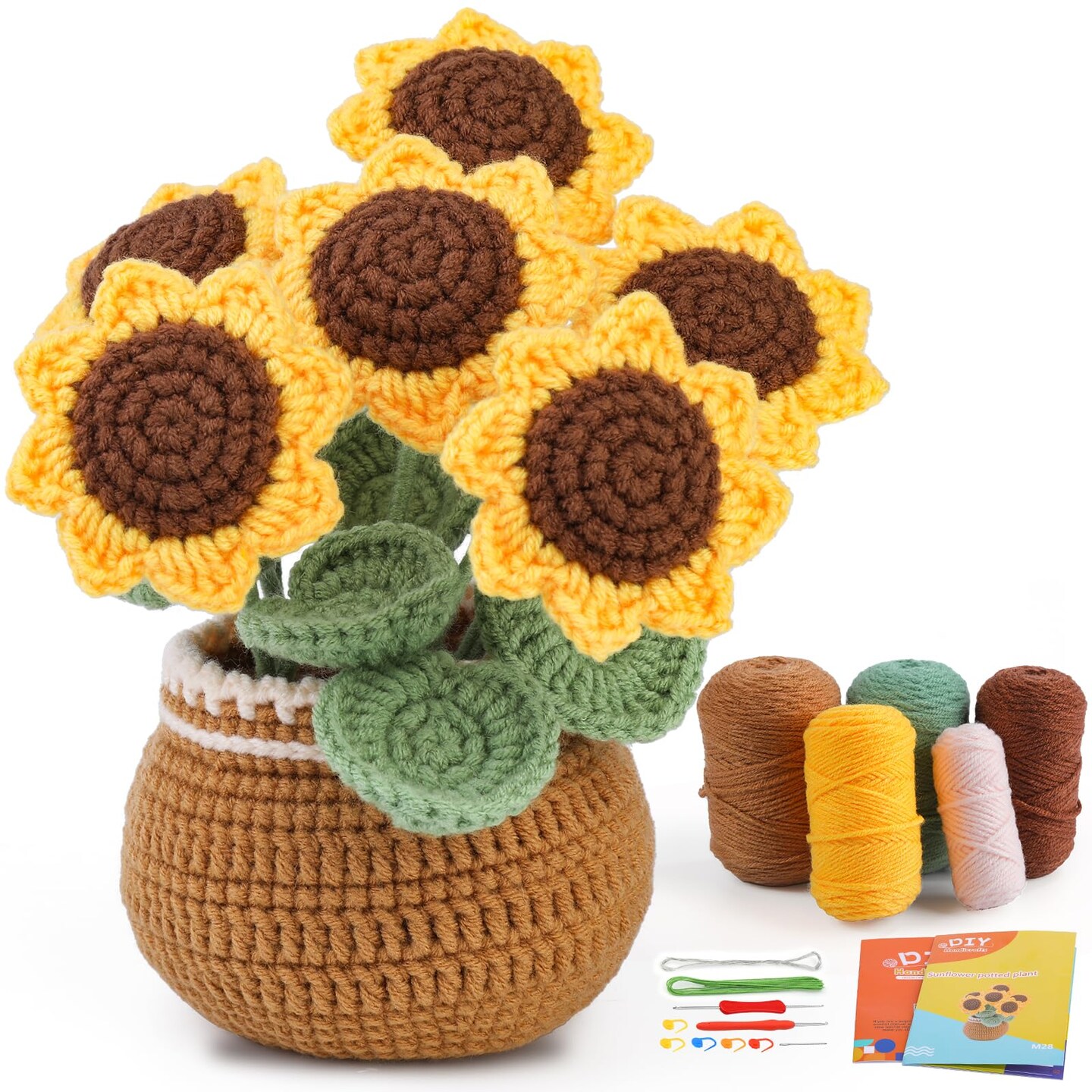 Crochet Kit for Beginners, Sunflower Crochet Kit Beginner Crochet Starter Kit for Complete ...