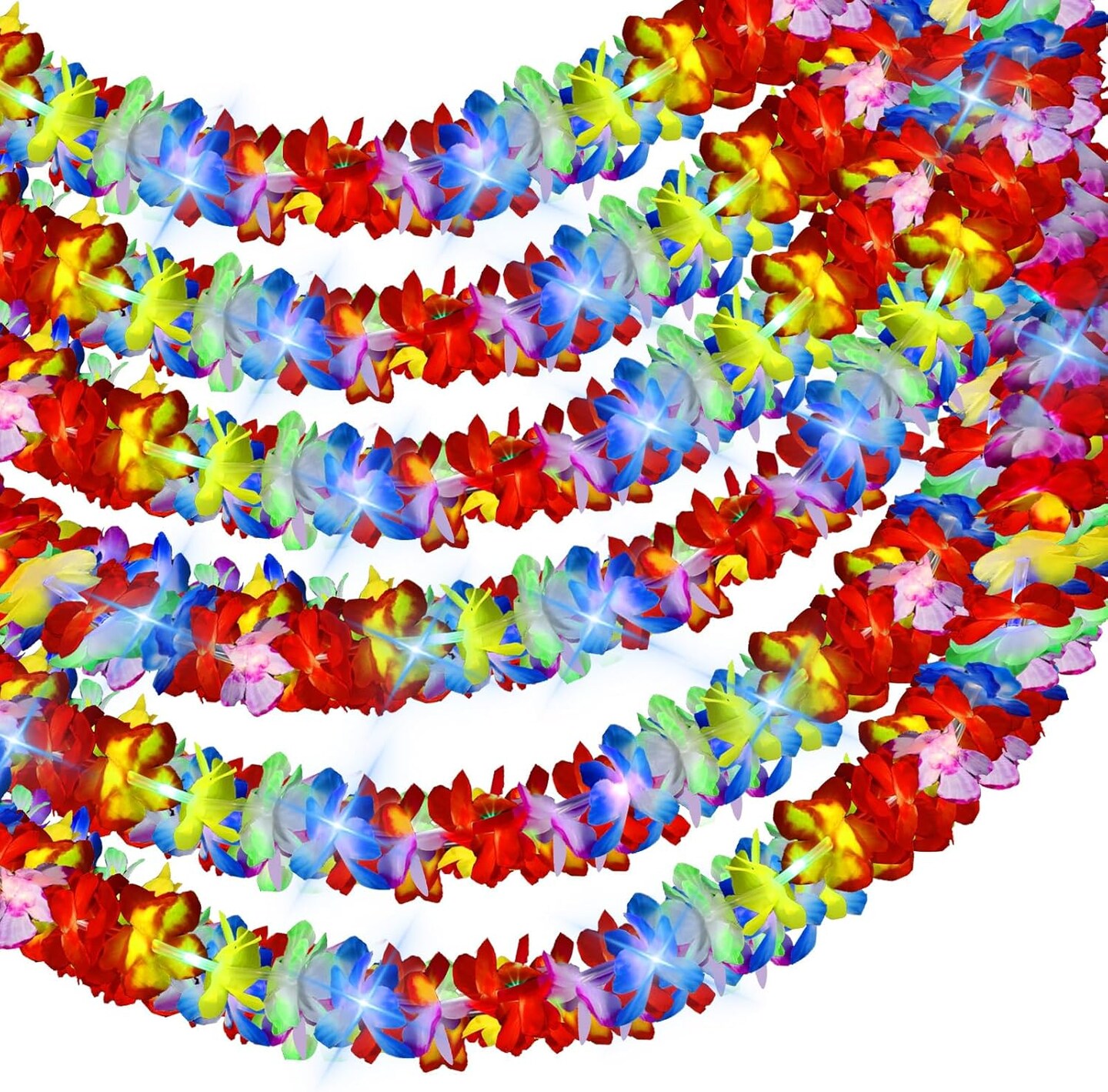 6 Pcs 10ft Light up Flower Lei Garland Hawaiian Flower Banner with LED ...