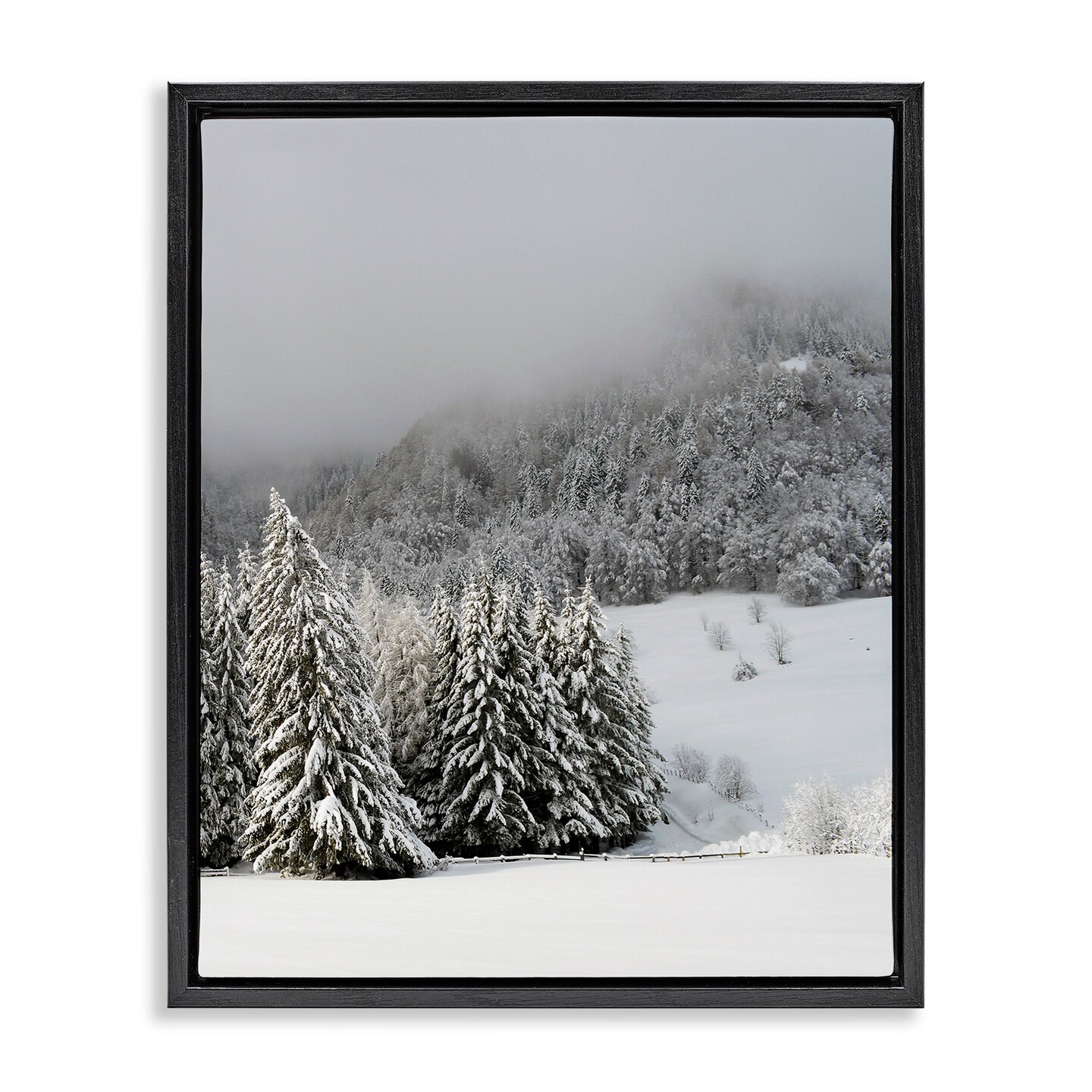 Stupell Industries Winter Snowscape Woodland Trees Framed Floater ...