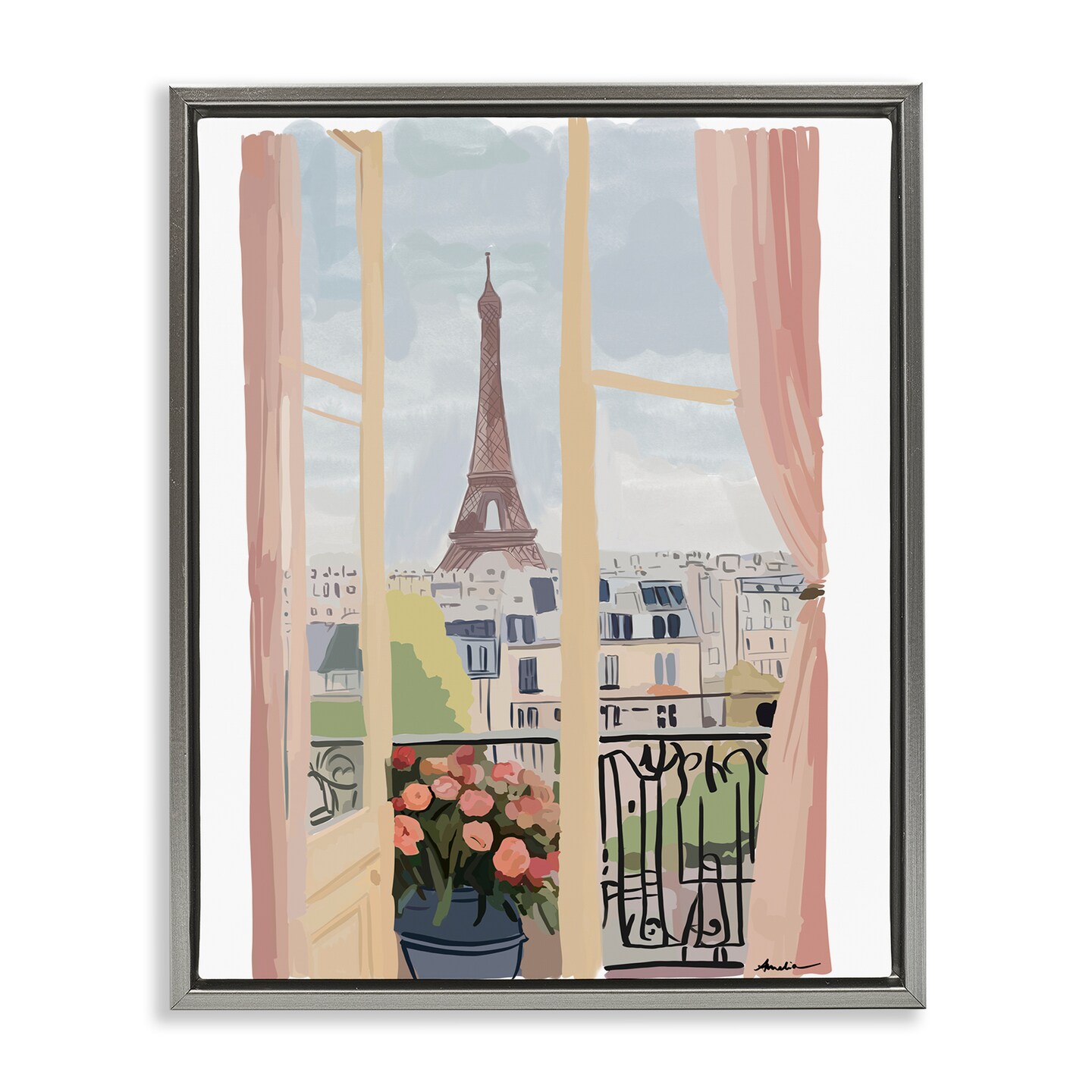Stupell Industries Parisian Window Overlook Floating Frame By Amelia ...