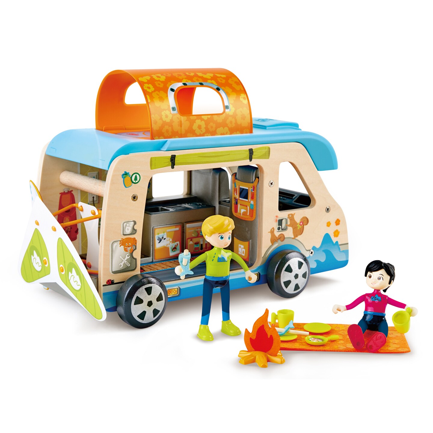 Hape Adventure Camper Van Playset W/ Action Figures & Accessories ...