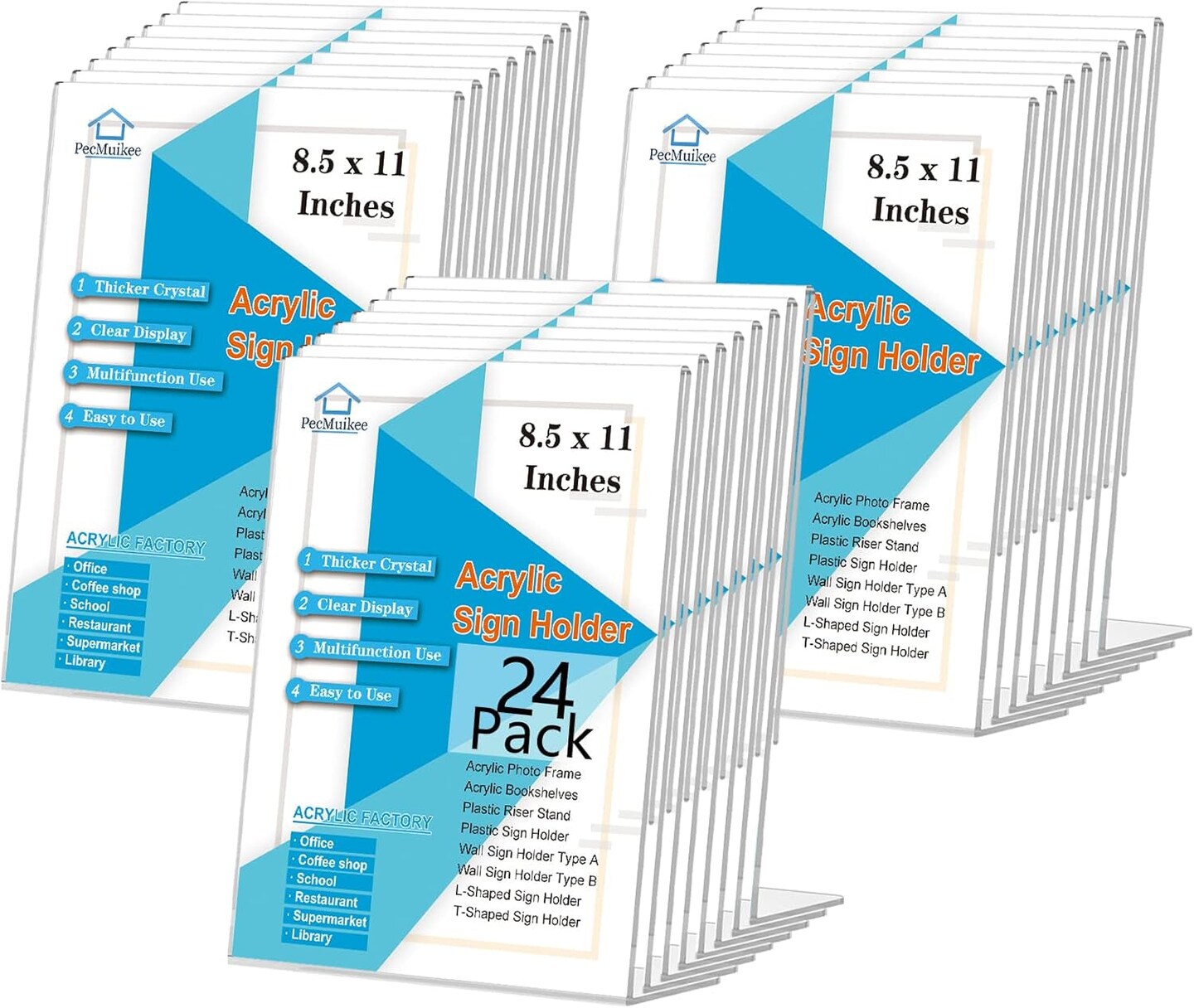 Acrylic Sign Holder 8.5X11, Desktop Slant Back Acrylic Sign Holder and ...