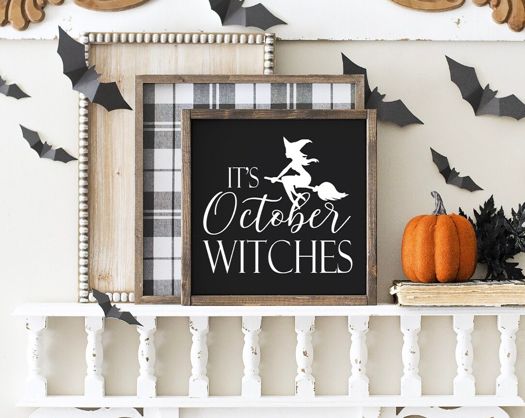 Halloween Farmhouse Sign, It's October Witches, Fun, Spooky, Wall Décor ...