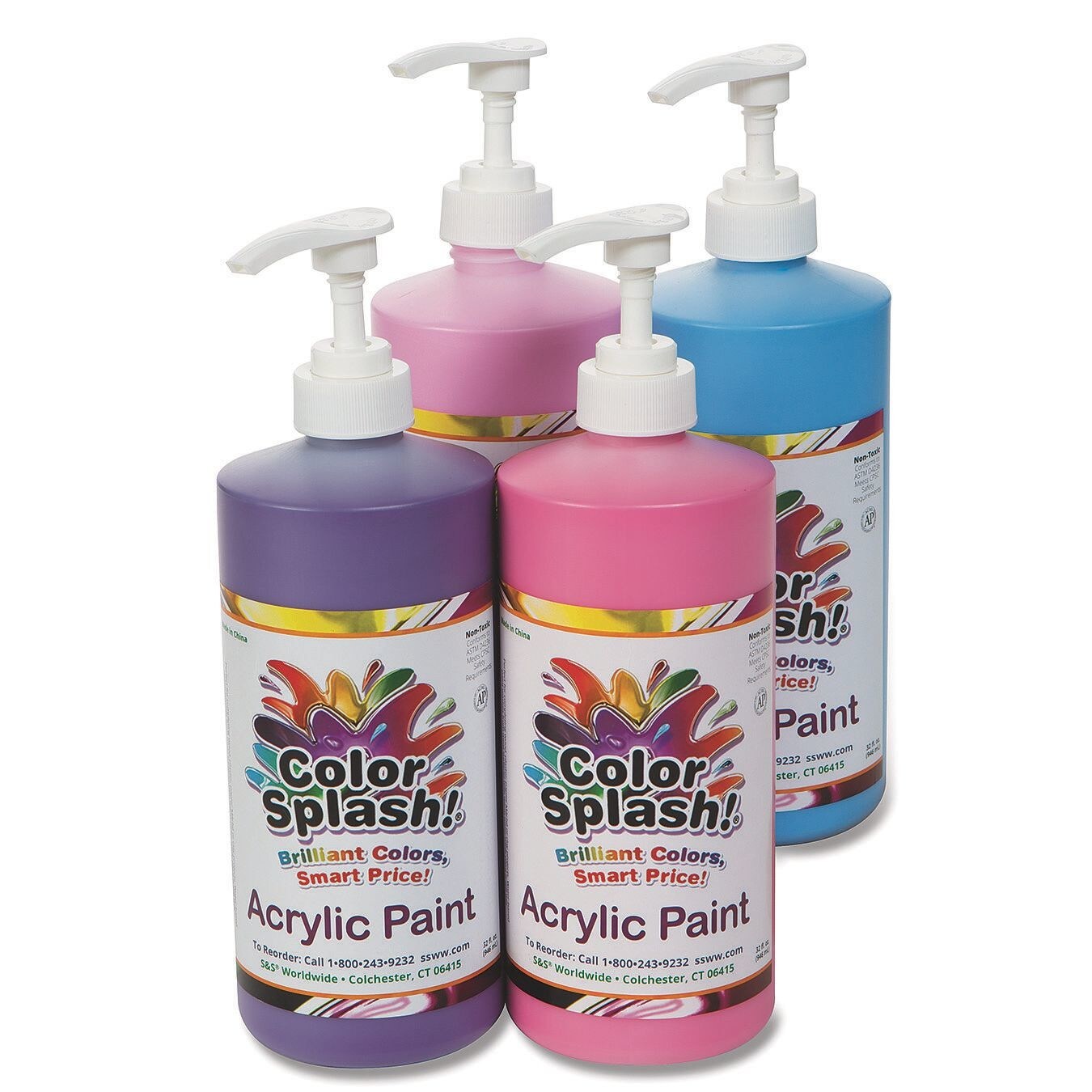 Color Splash!® Acrylic Paint Assortment, 32 oz. (Set of 4), Count: 4 ...