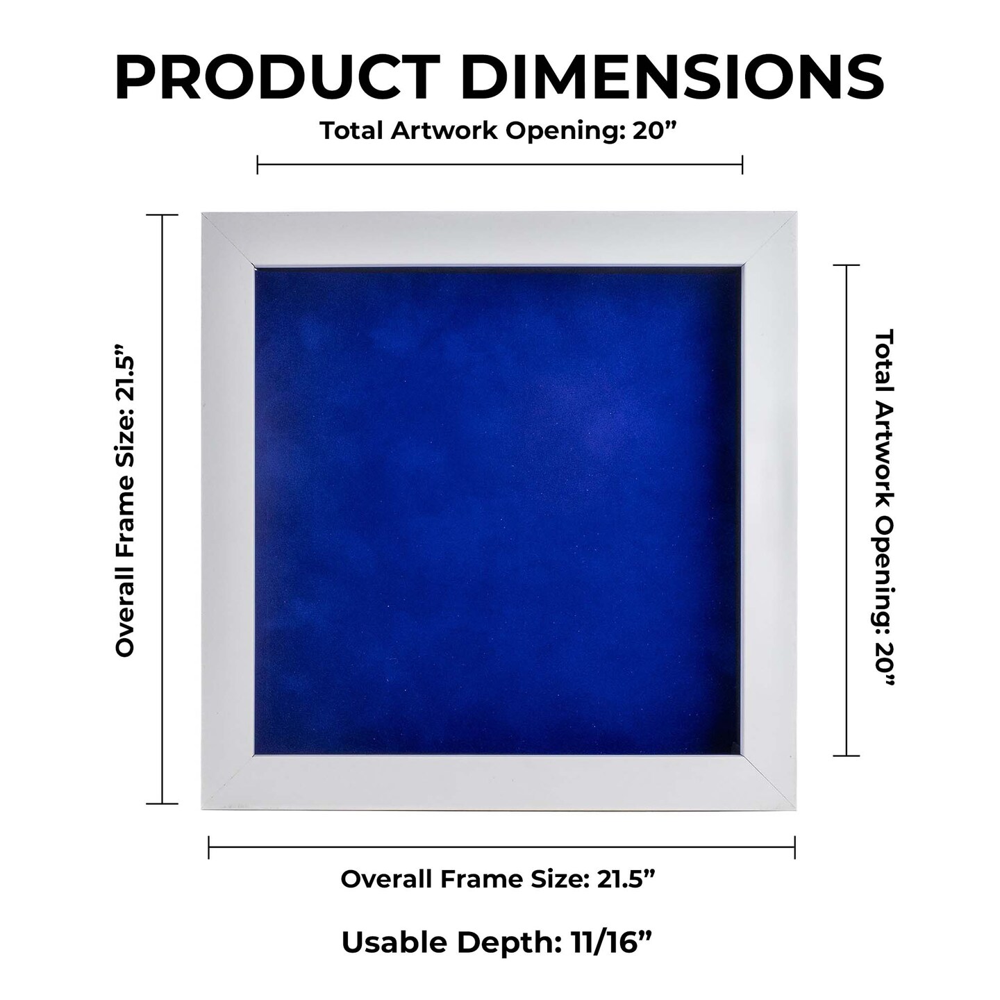 Classic White Wood Shadown Box Frame with Acrylic Front - Royal Blue ...