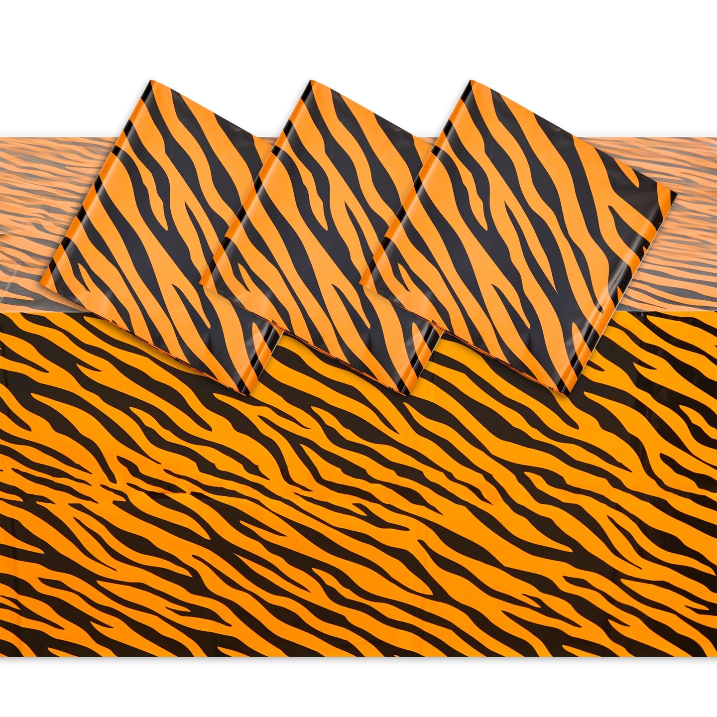 Tiger Print Tablecloths for Jungle Safari Birthday Party (54 x 108 In ...