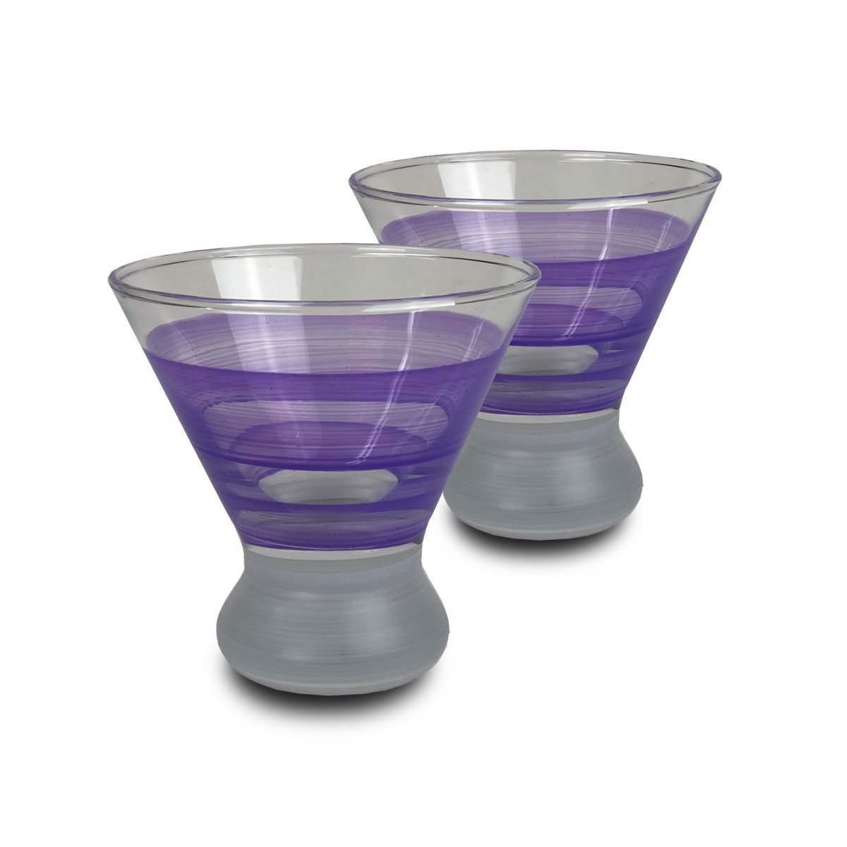 Hand Painted Glassware Cape Cod Cottage Stripe Purple Cosmopolitan Set ...