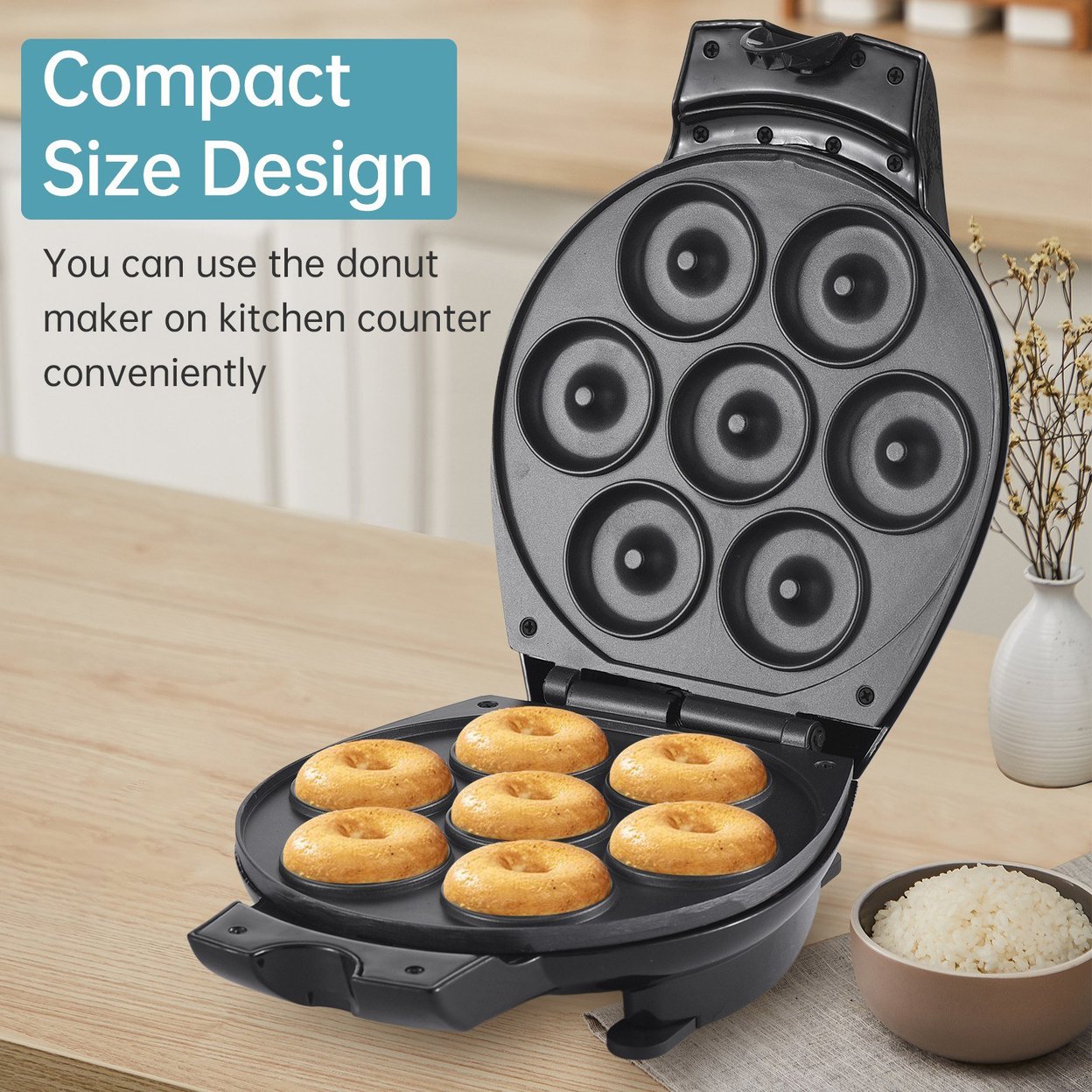 Electric Mini Donut Maker With 7 Holes Non-Stick Surface Design Us Plug ...