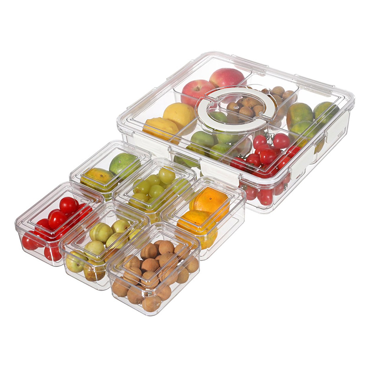 2 Sets Sealed Box Crisper Box Fridge Storage Box With 6 Detachable ...