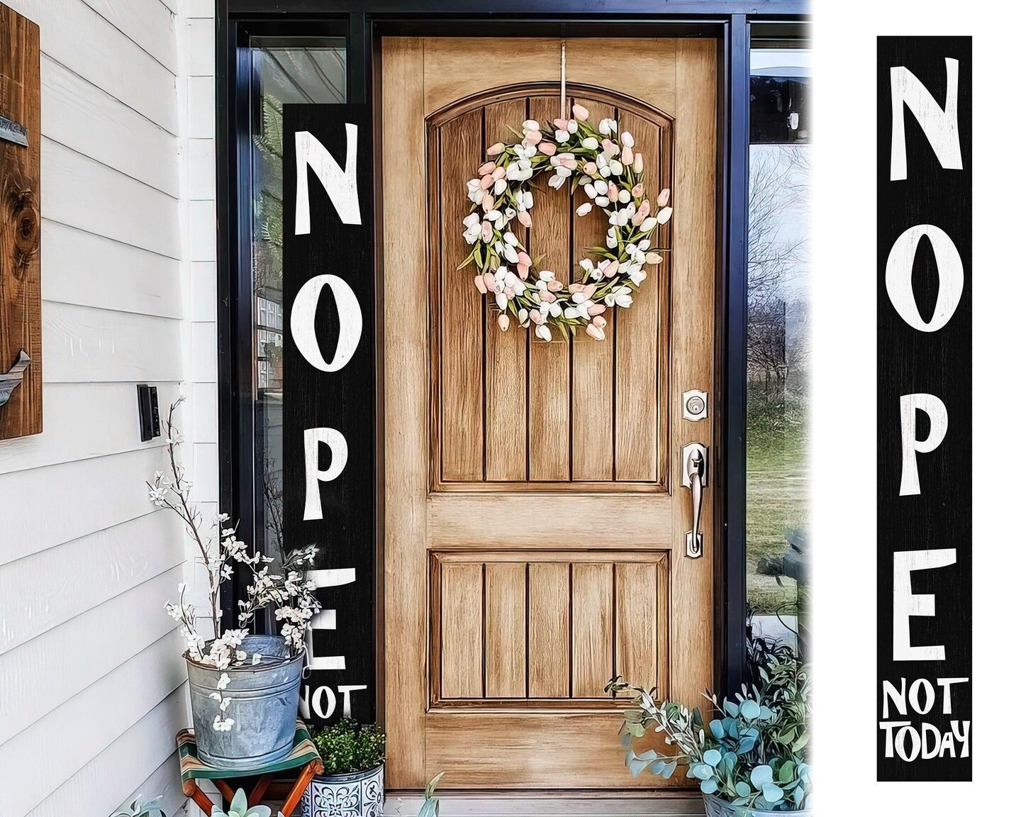 72 inch Wooden "Nope, Not Today" Porch Sign for Front Door, Black ...