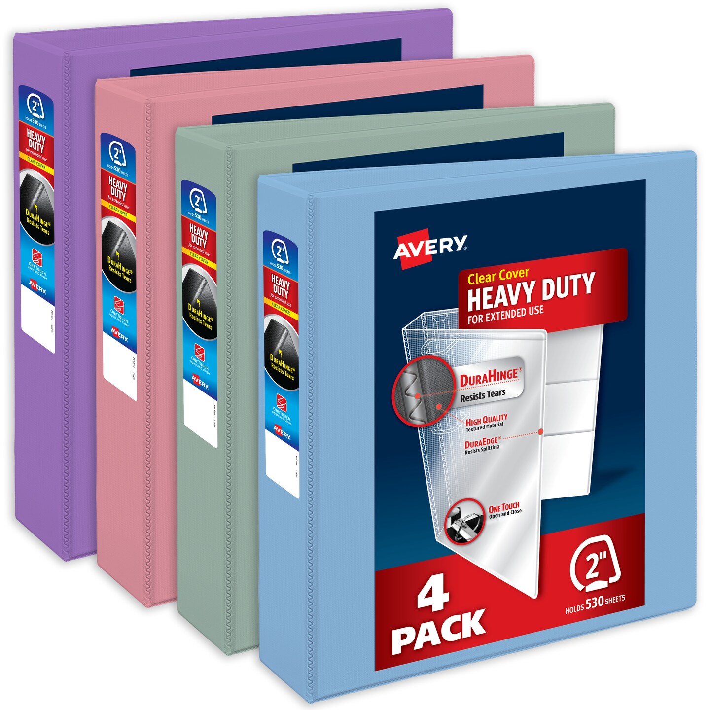 Avery Heavy-Duty View 3 Ring Binders, 2 Inch One Touch Slant Rings, 530 ...