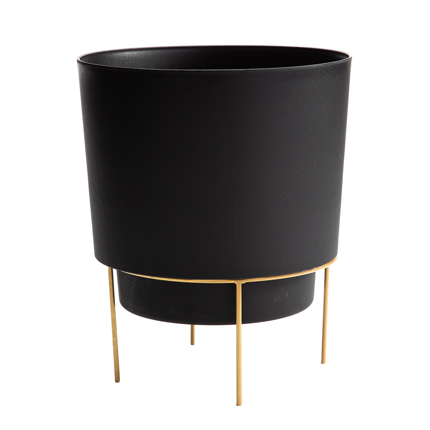 Hopson 14" Black Planter w/ Metal Gold Stand Made of Durable Resin ...