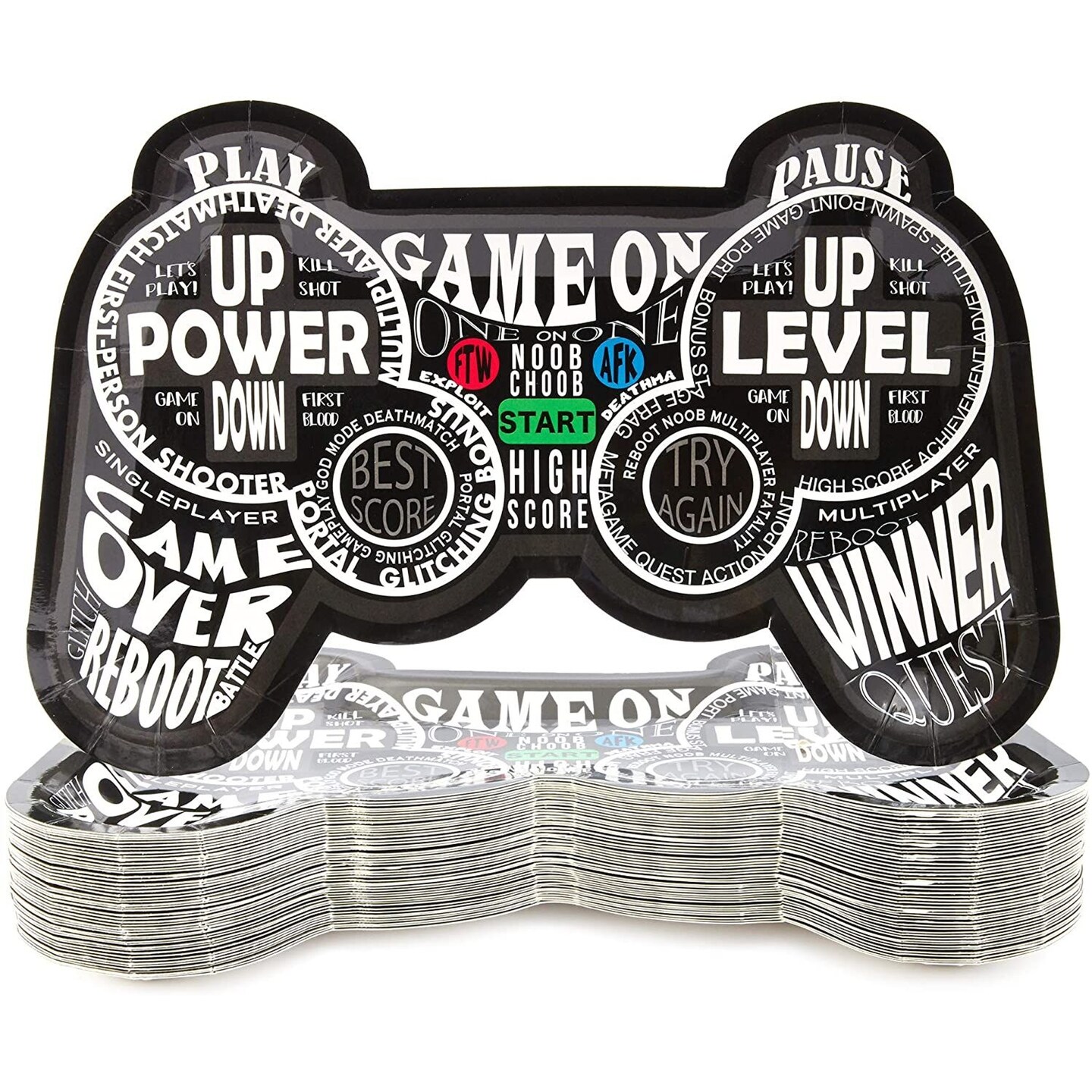 48-Pack Video Game Controller Plates for Birthday Party (11x7 in ...