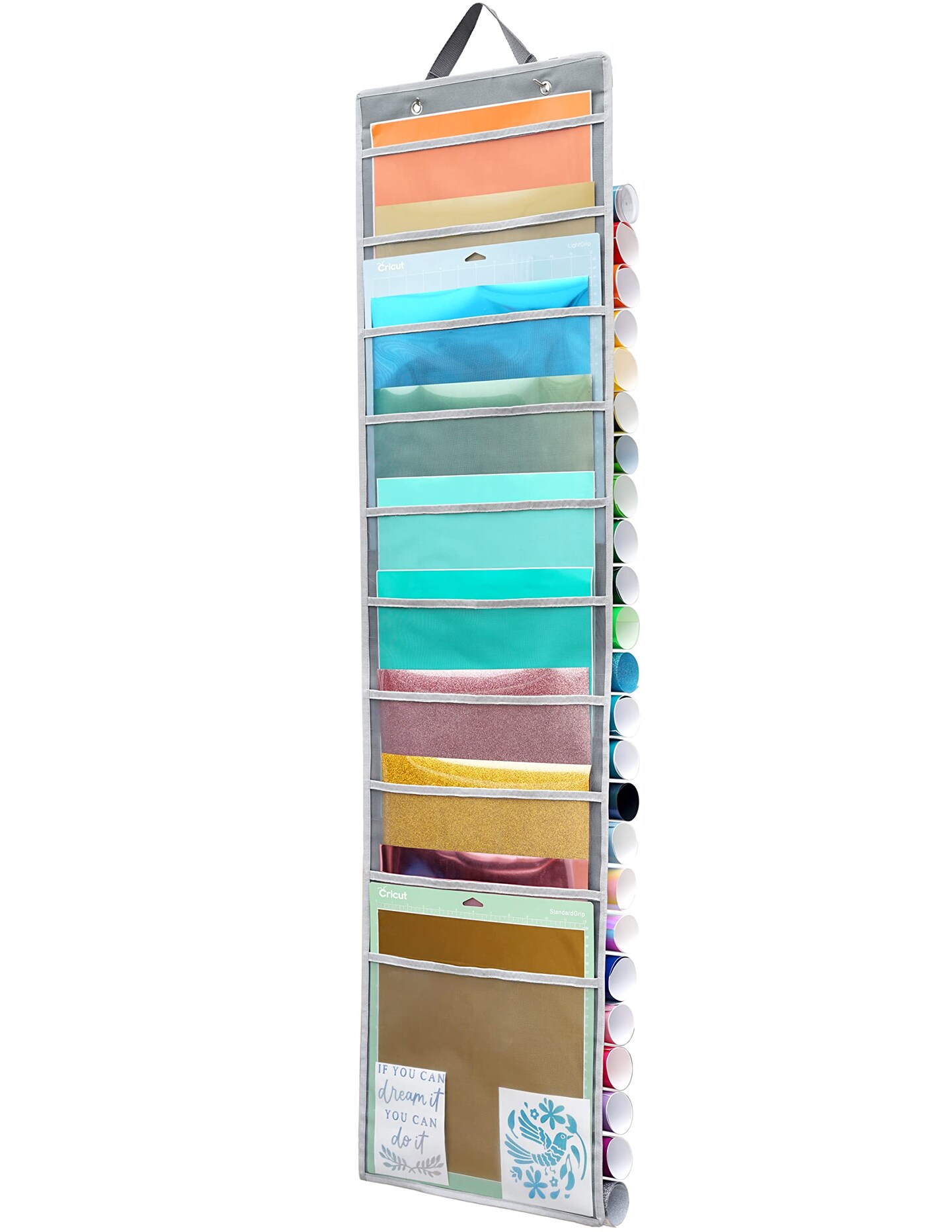 Hanging Vinyl Organizer, Double-Sided, ZENXUS 25 Compartments Roll ...