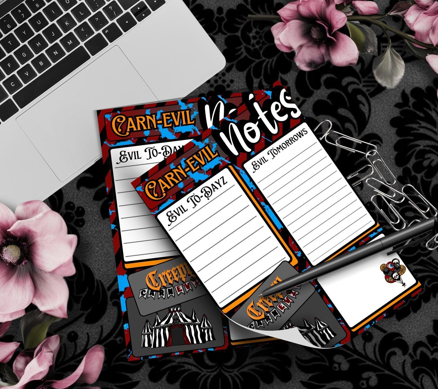 Carn-Evil Notes Tear-Off Notepad – 50 Sheets of Creepy Carnival-Themed ...