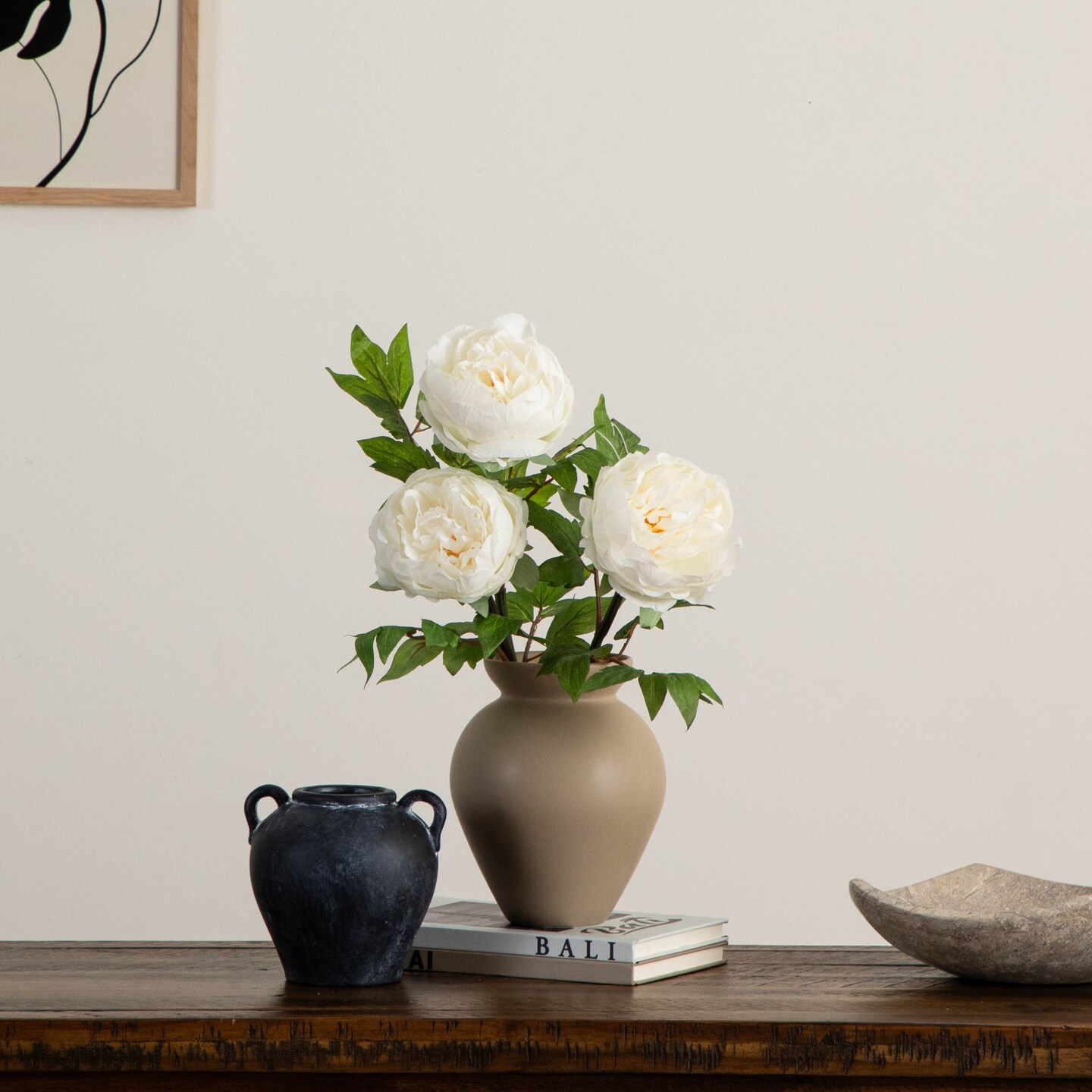 Nearly Natural Floral Peony Artificial Stem Sprays - 20" - Set of 3 ...