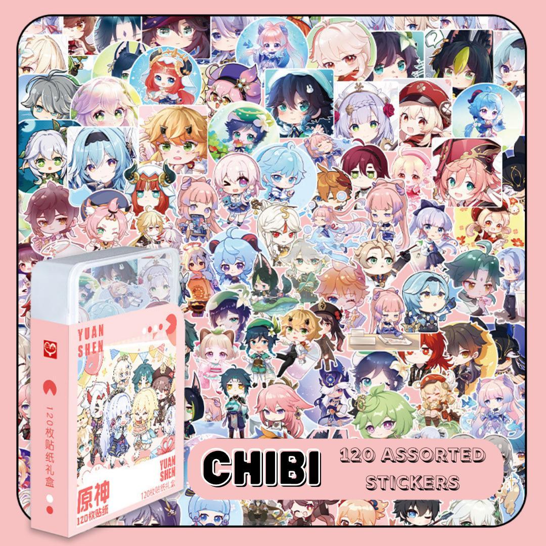 Genshin impact chibi sticker pack, 120 genshin assorted genshin chibi ...