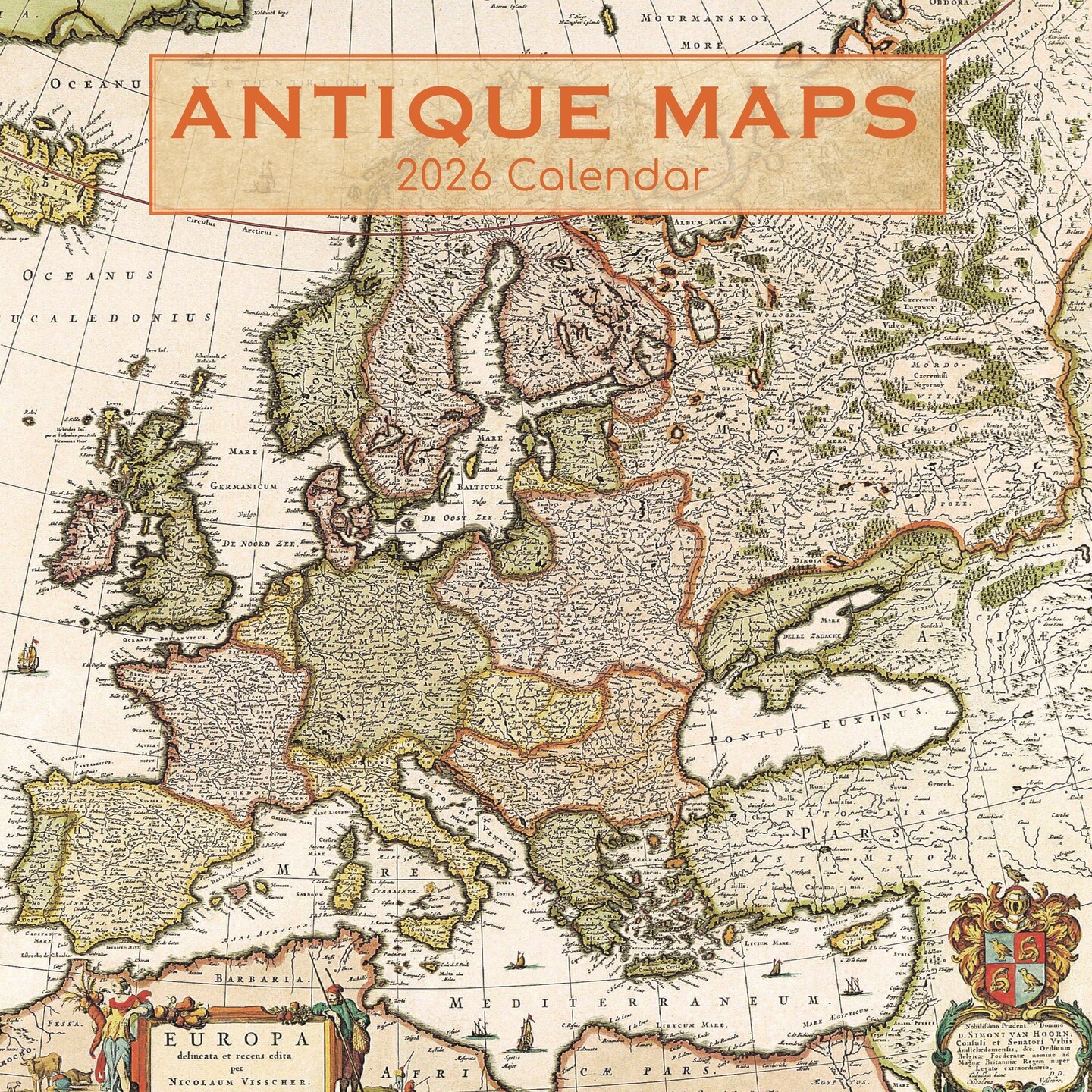 The Gifted Stationary 2026 Square Wall Calendar, Antique Maps, 16-Month ...